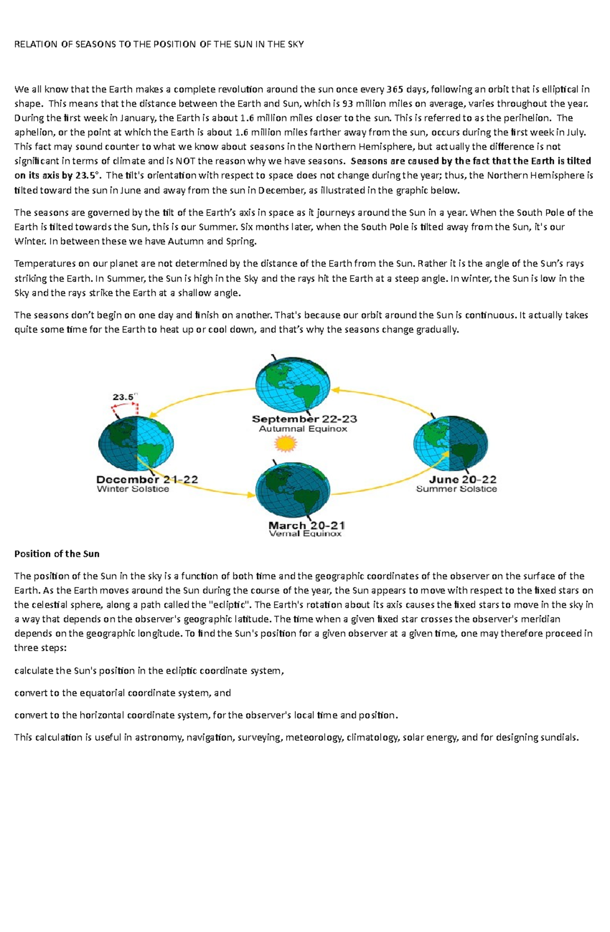 371340196 Relation of Seasons to the Position of the Sun in the Sky ...