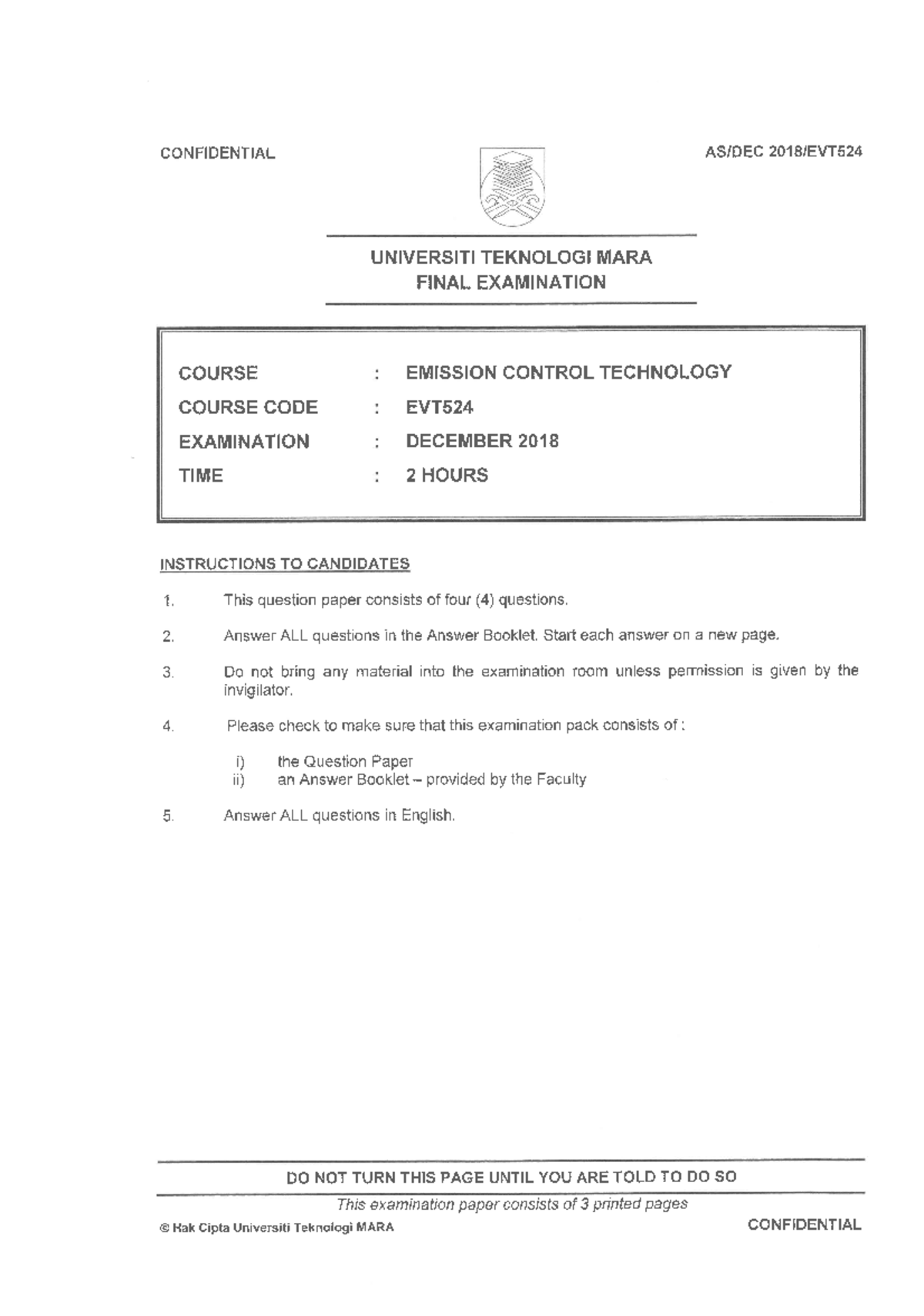 paper DEC 2018 (D) - Environmental Science - Studocu