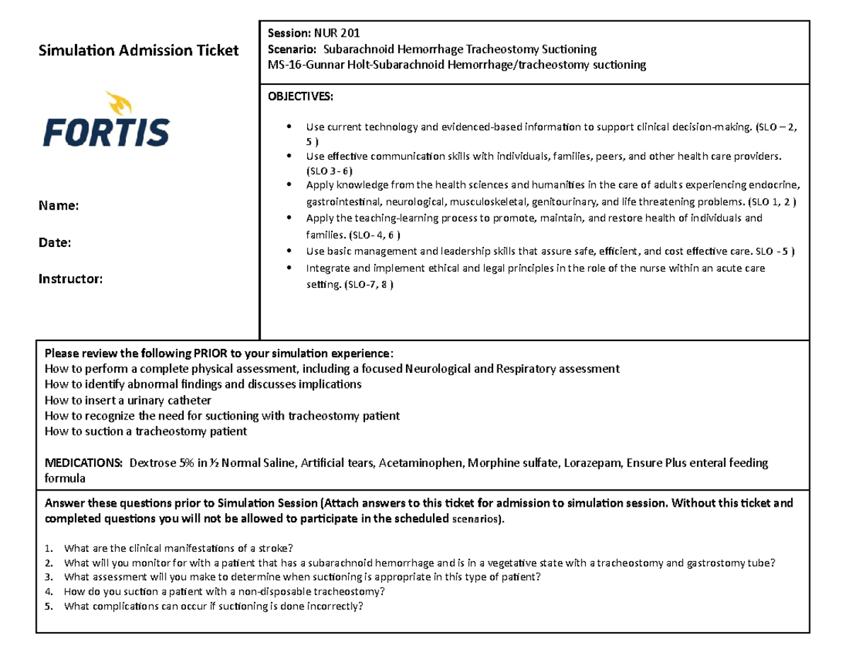 MS -16 Gunnar Holt-subarachnoid Hemorrhage-Pre Sim Assignment-1 ...