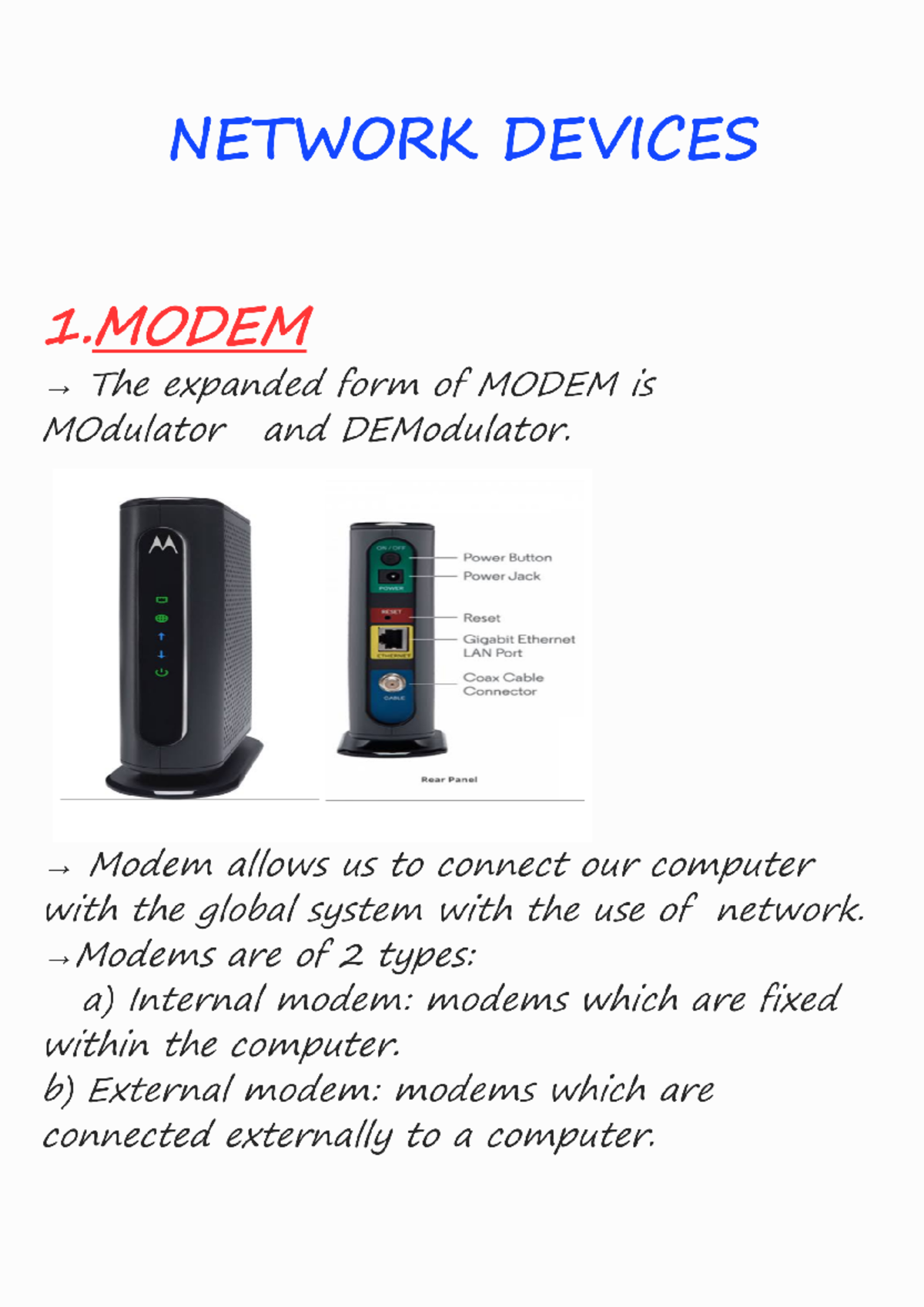 Notes On Network Devices Computer Science Studocu