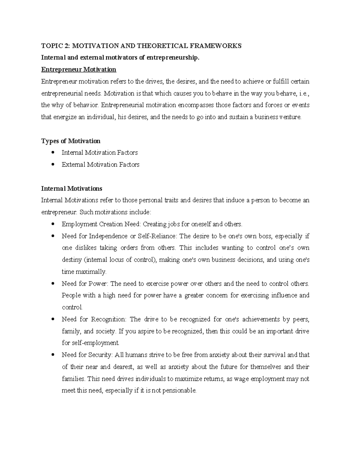 Topic 2 Motivation AND Theoretical Frameworks - TOPIC 2: MOTIVATION AND ...