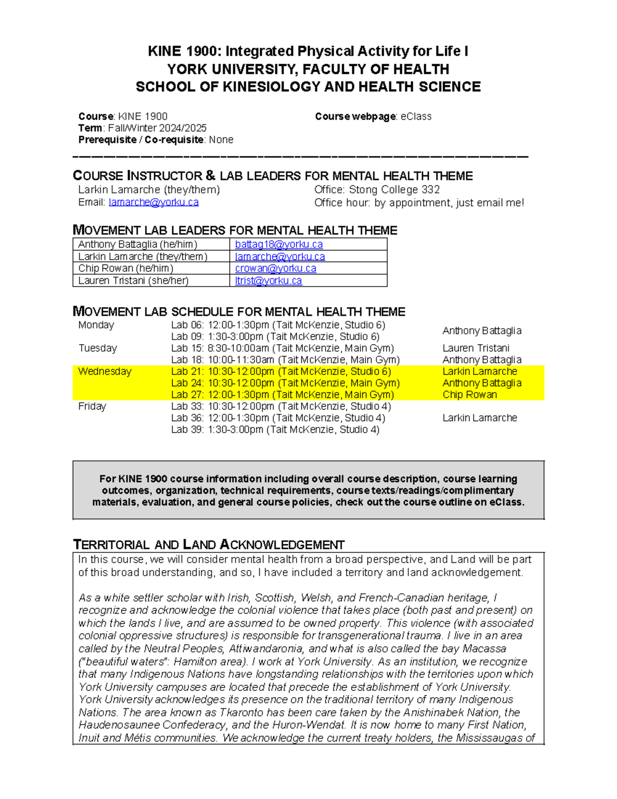 Mental Health (IPAL) theme outline (Wednesdays) 2 - KINE 1900 ...