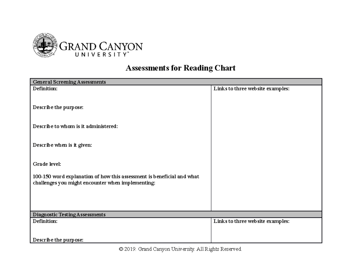 Assessments for reading - Studocu