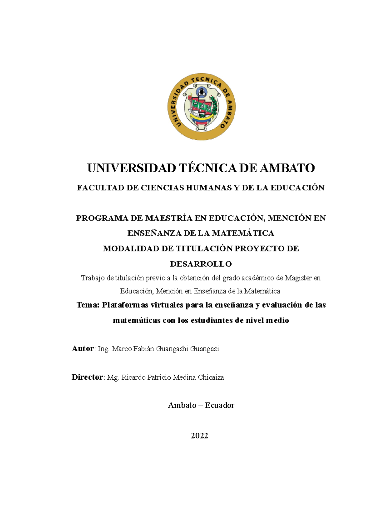 Proyecto Final - archivo - PORTADA UNIVERSIDAD TÉCNICA DE AMBATO FACULTAD DE CIENCIAS HUMANAS Y ...