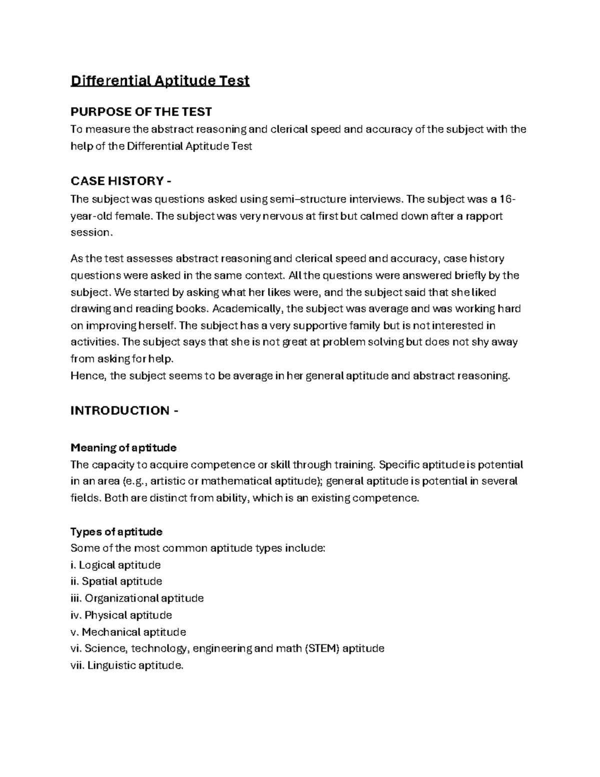 Differential Attitude Scale - Differential Aptitude Test PURPOSE OF THE ...