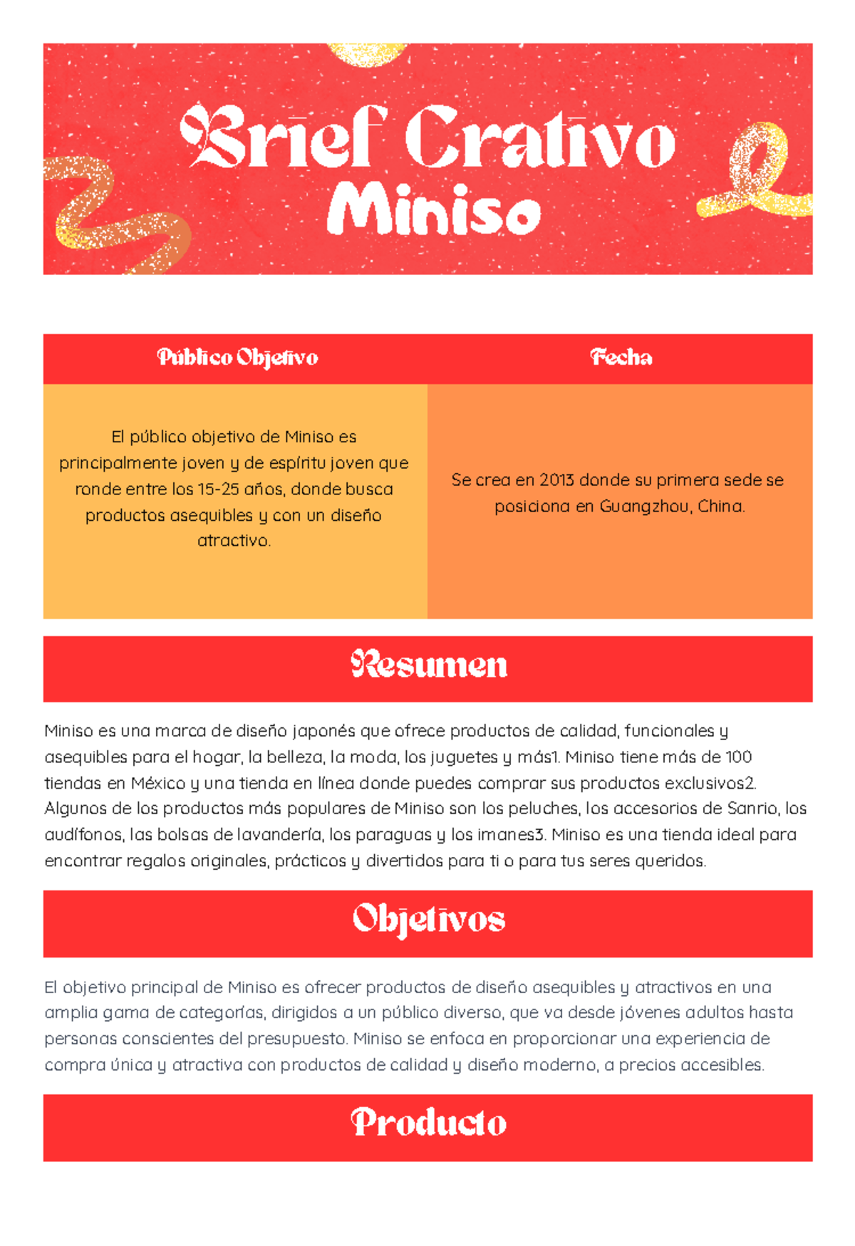 Brief Creativo de Miniso - Miniso es una marca de diseño japonés que ...