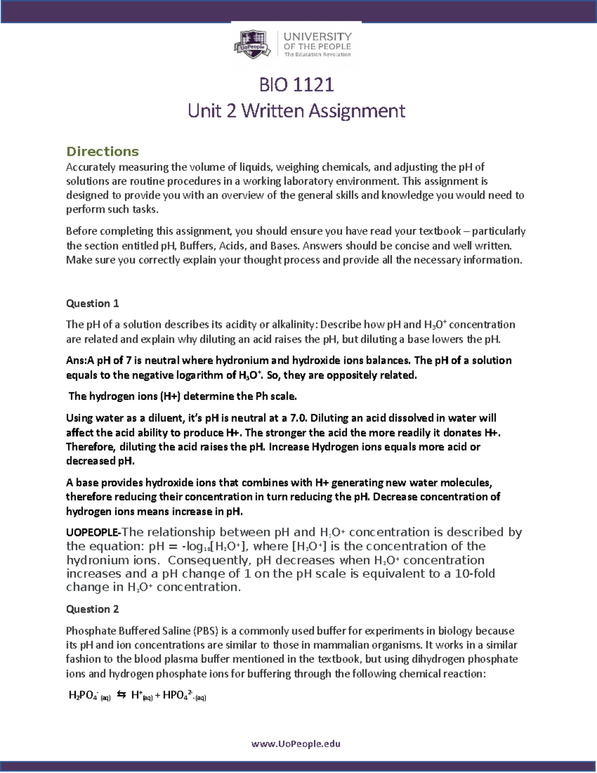 CBIO 1121 Unit 2 Written Assignment - BIO 1121 Unit 2 Written ...