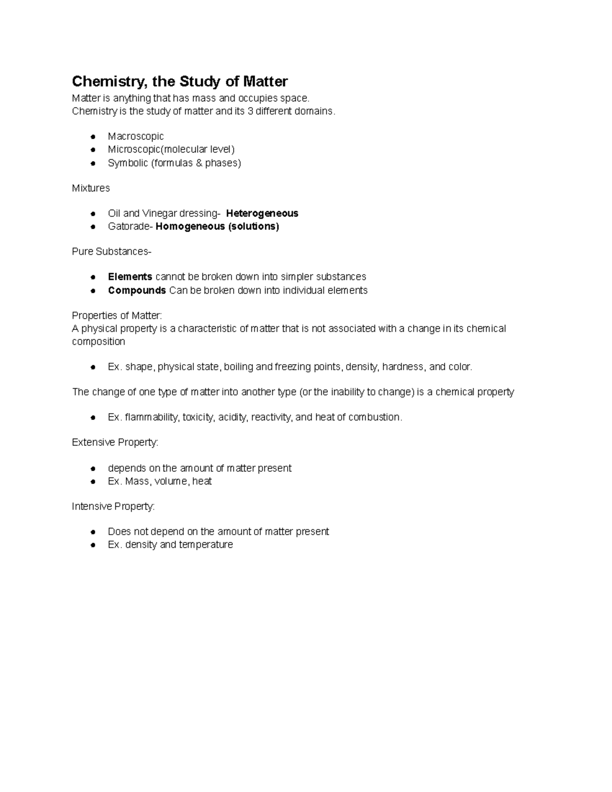 Untitled document - Study of matter - Chemistry, the Study of Matter ...