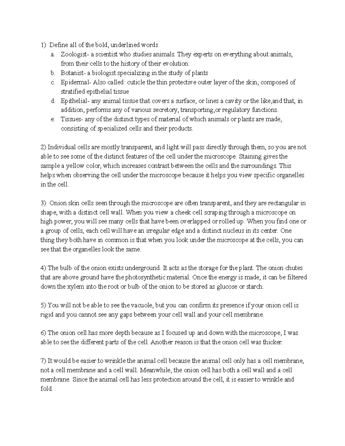 2019-fundamentals of biology(biology 100)-lab18 - Define all of the ...