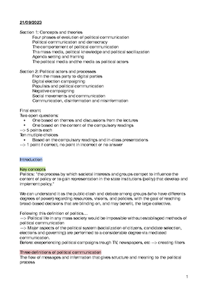 Introduction to Political Communication Synthèse slides - Introduction ...