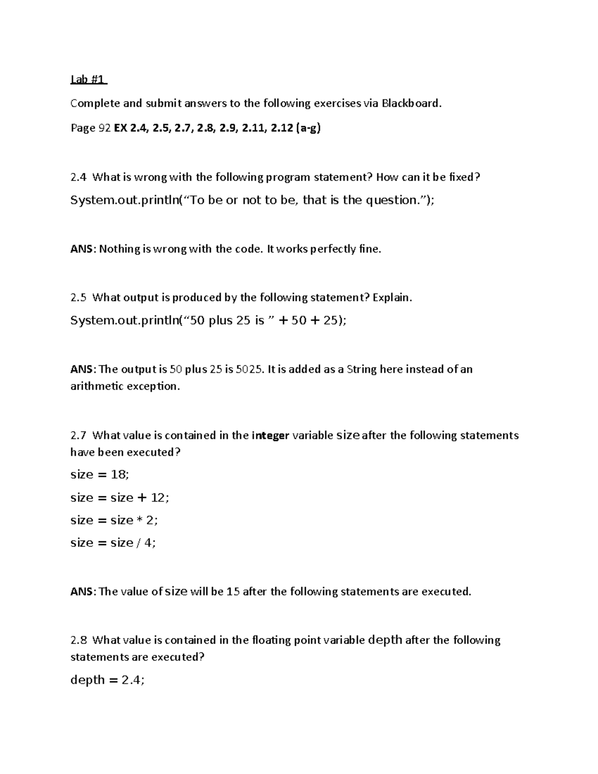 Computer Science Lab #1 - Lab Complete and submit answers to the ...