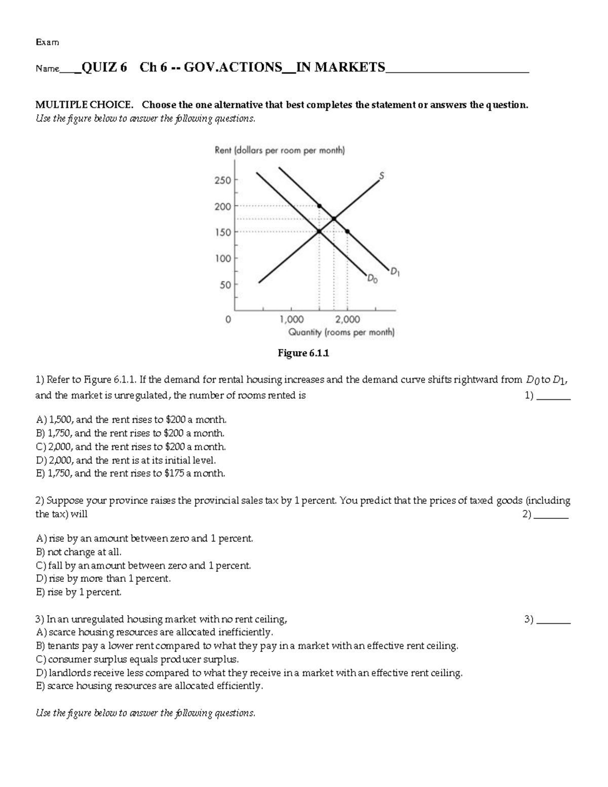 Learn QUIZ 6 Ch 6 GOV Actions IN Markets Exam Name QUIZ 6 Ch 6