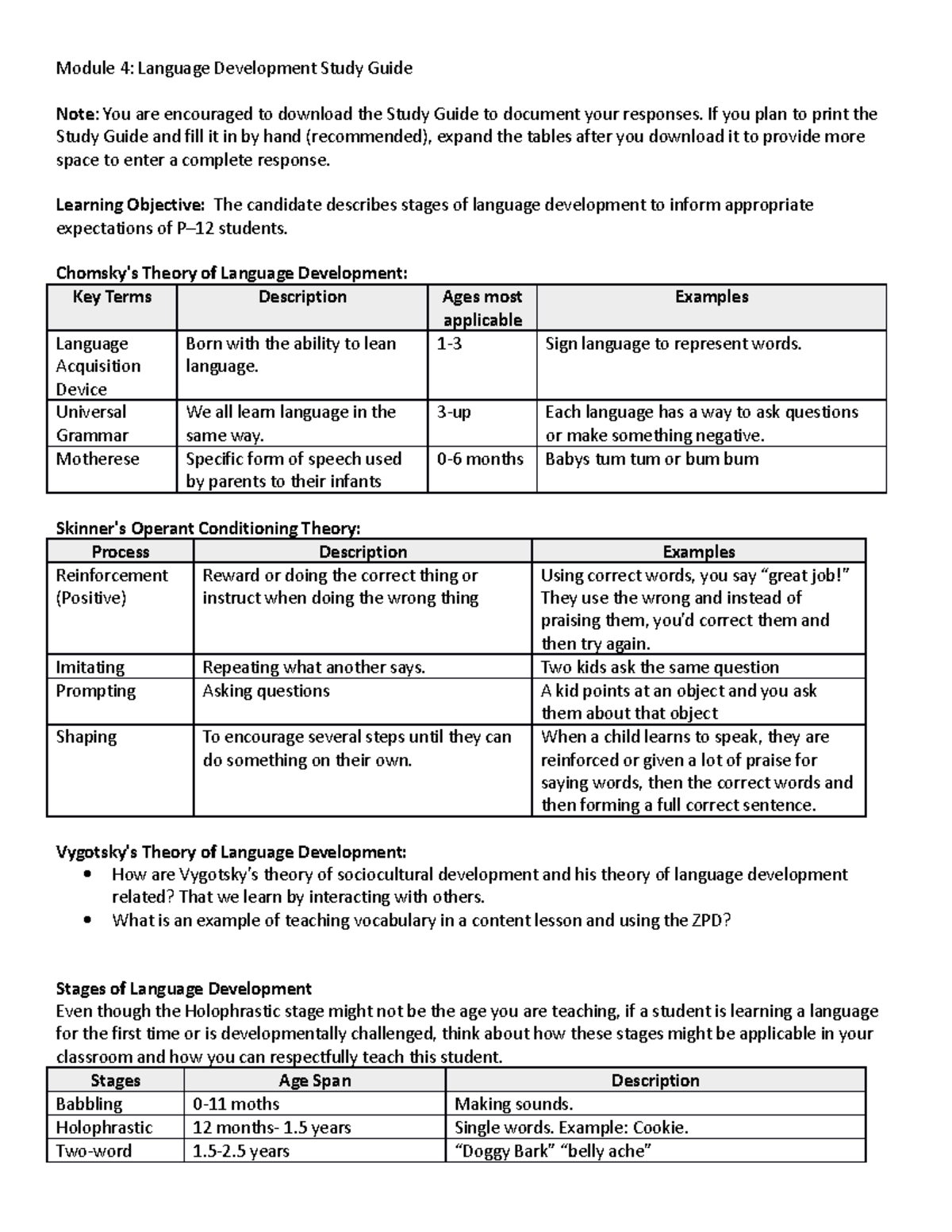 Guide 4 - Module 4: Language Development Study Guide Note: You are encouraged to download the ...