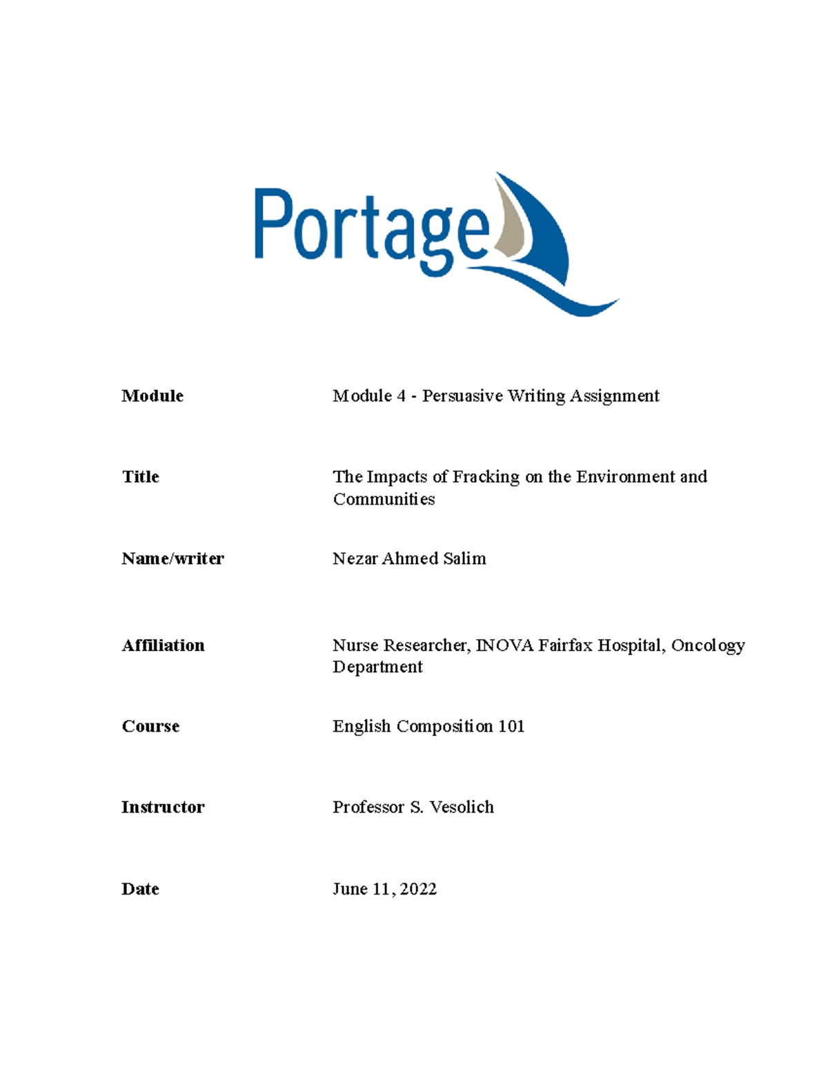 Fracking, Final (June 11, 2022) - Module Module 4 - Persuasive Writing ...