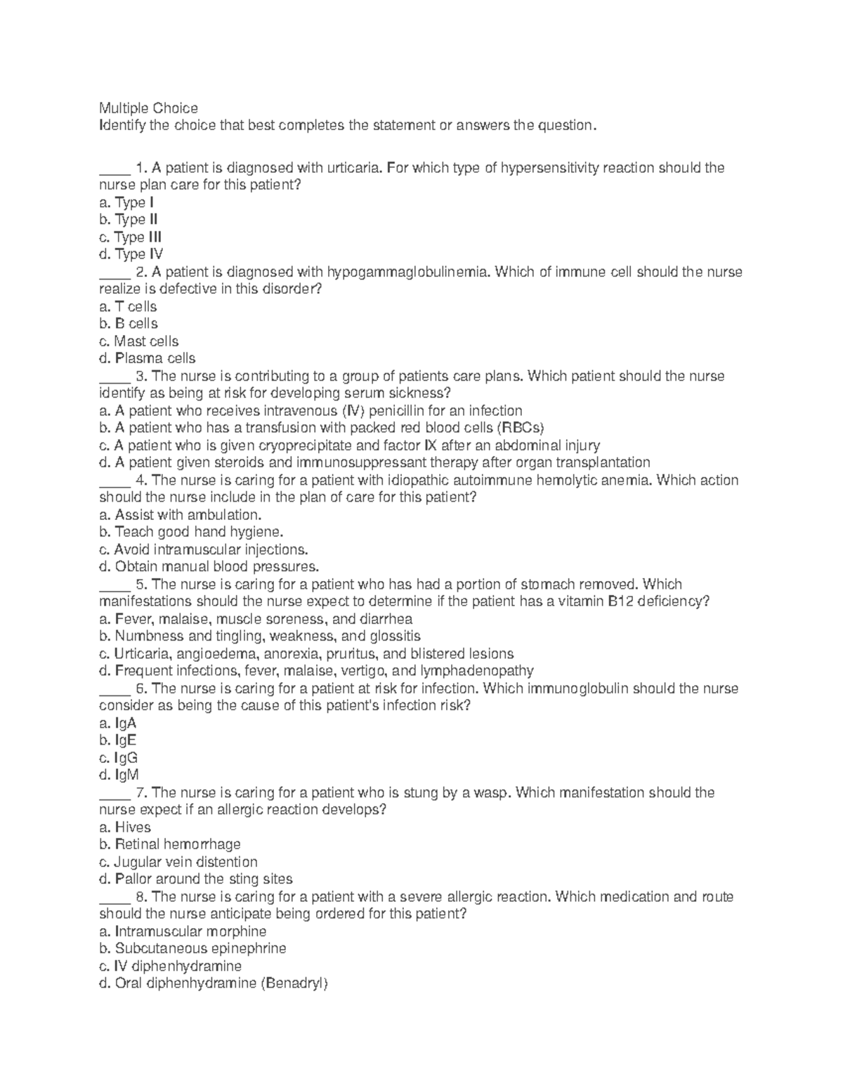 19 - ..... - Multiple Choice Identify the choice that best completes ...