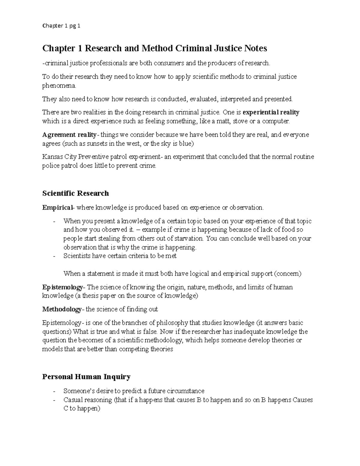 Chapter 1 pg 1 - crime, criminal justice and scientific inquiry, why ...