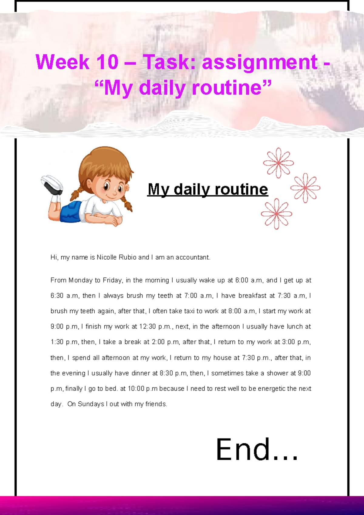 What's your daily routine S11 - Hi, my name is Nicolle Rubio and I am ...