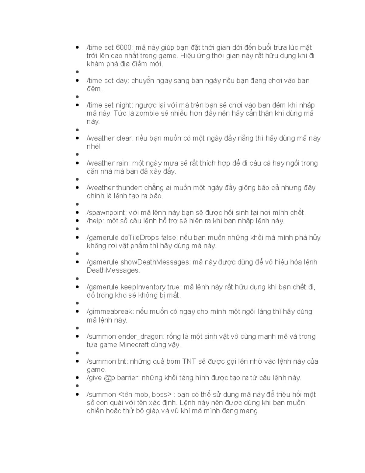 Lệnh minecarft - Sfe sfe fs ếds é fseg g rg rg r rư - /time set 6000: mã này giúp bạn đặt thời ...
