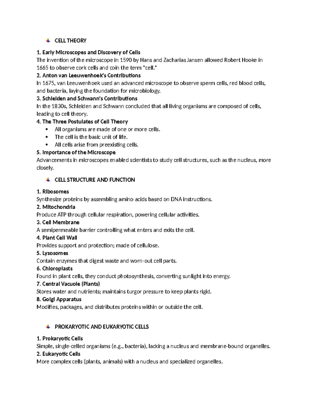 STEM- Handout - CELL THEORY 1. Early Microscopes and Discovery of Cells ...