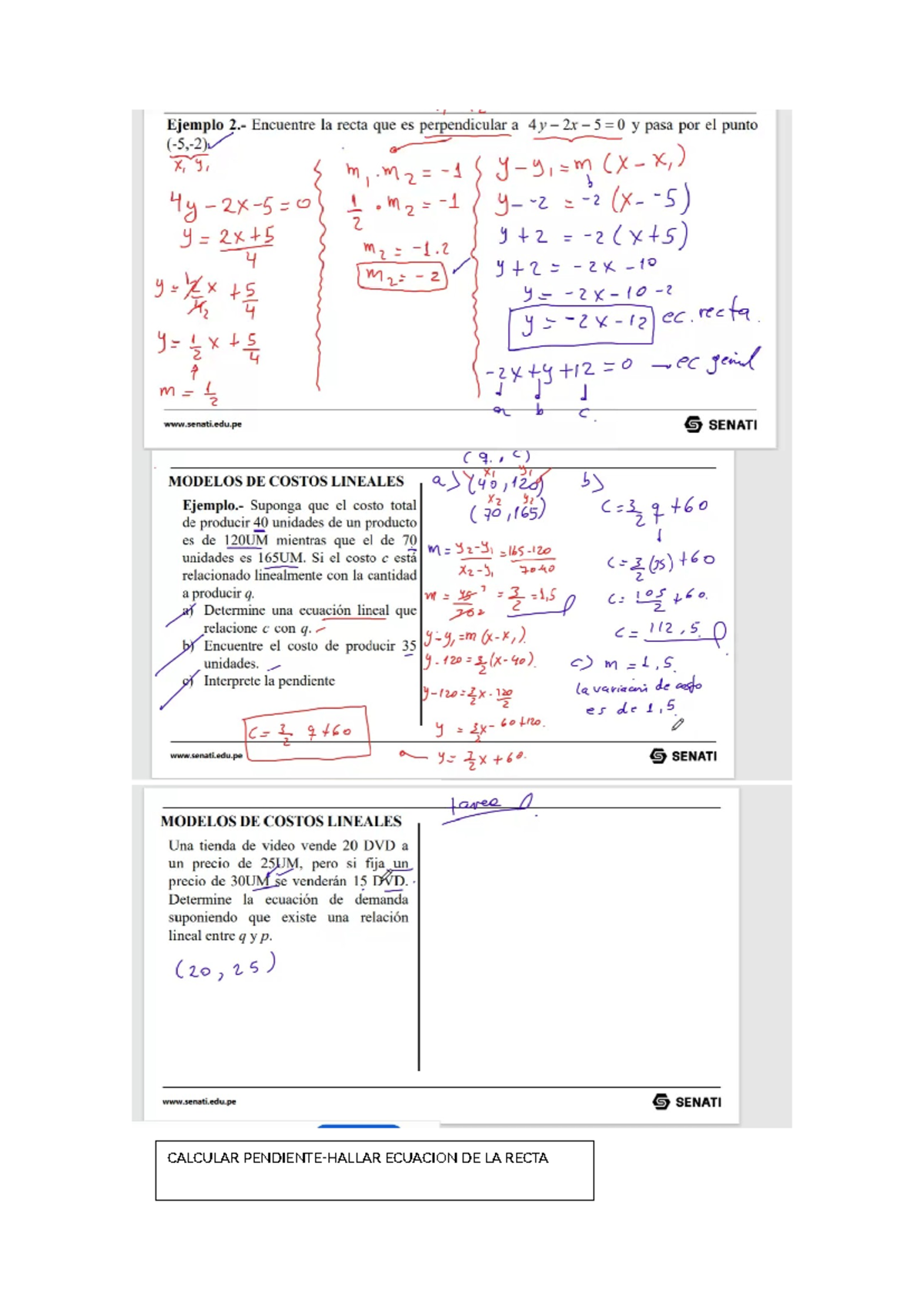 Clase 3 MATE - TAREA - Ejemplo Encuentre la recta que es perpendicular a pasa por el punto X,Y ...