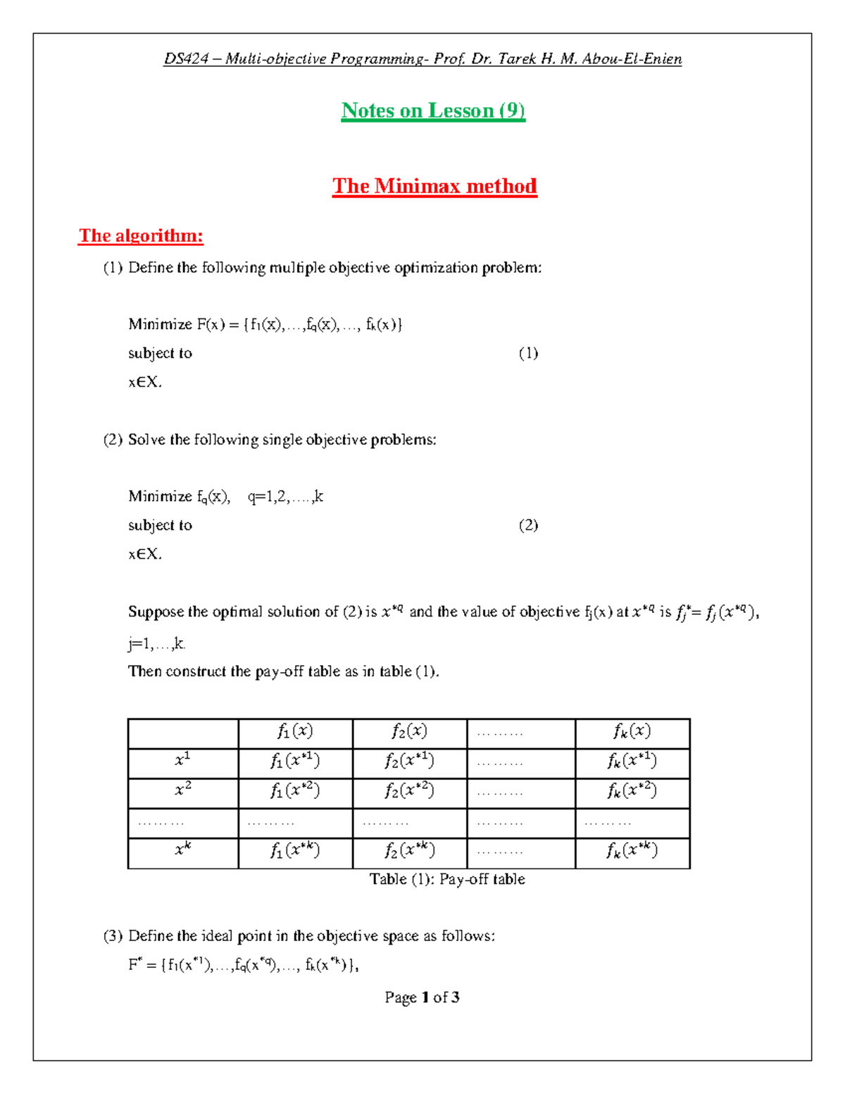 9- The Minimax method - DS4 24 – Multi-objective Programming-Prof. Dr ...