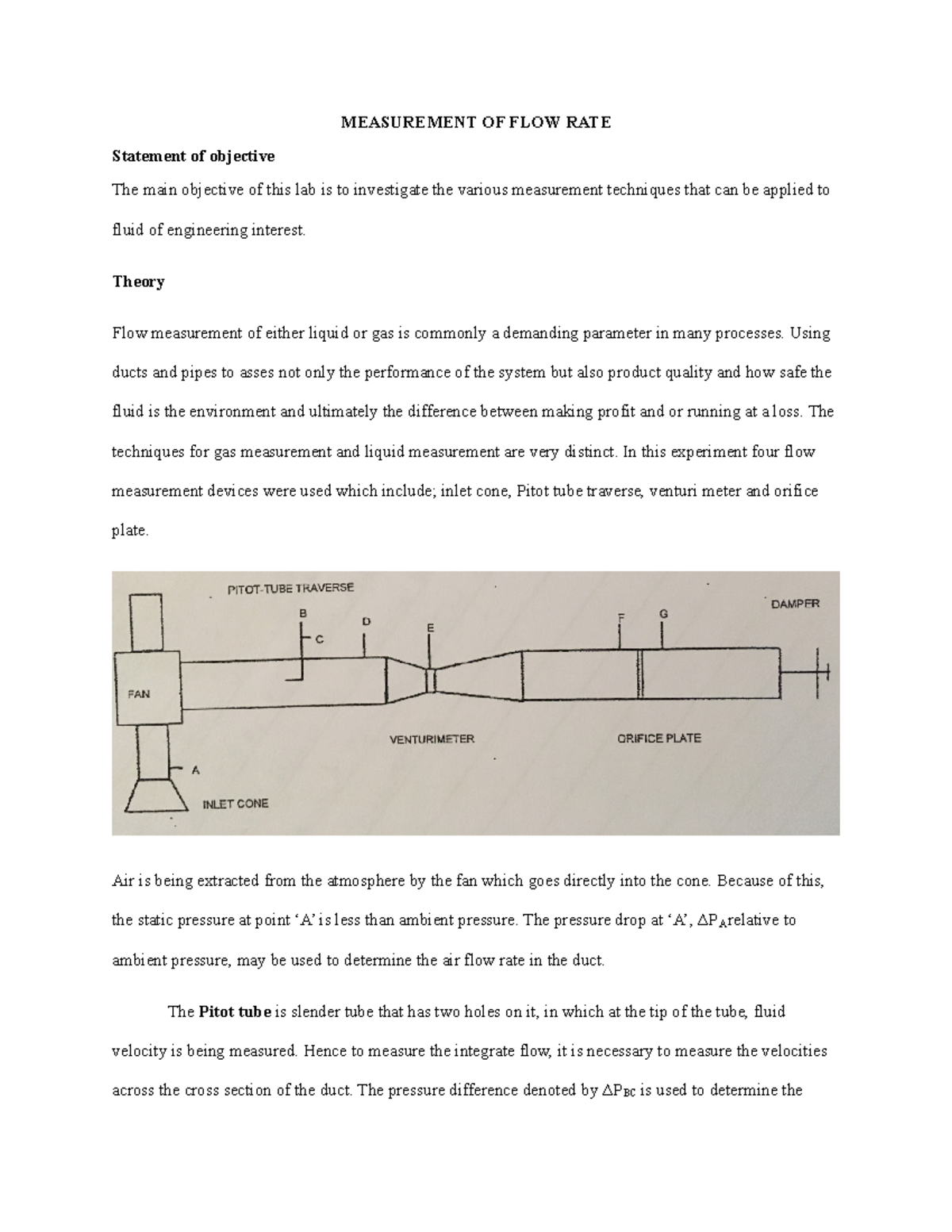 Measurement OF FLOW RATE - MEASUREMENT OF FLOW RATE Statement of ...