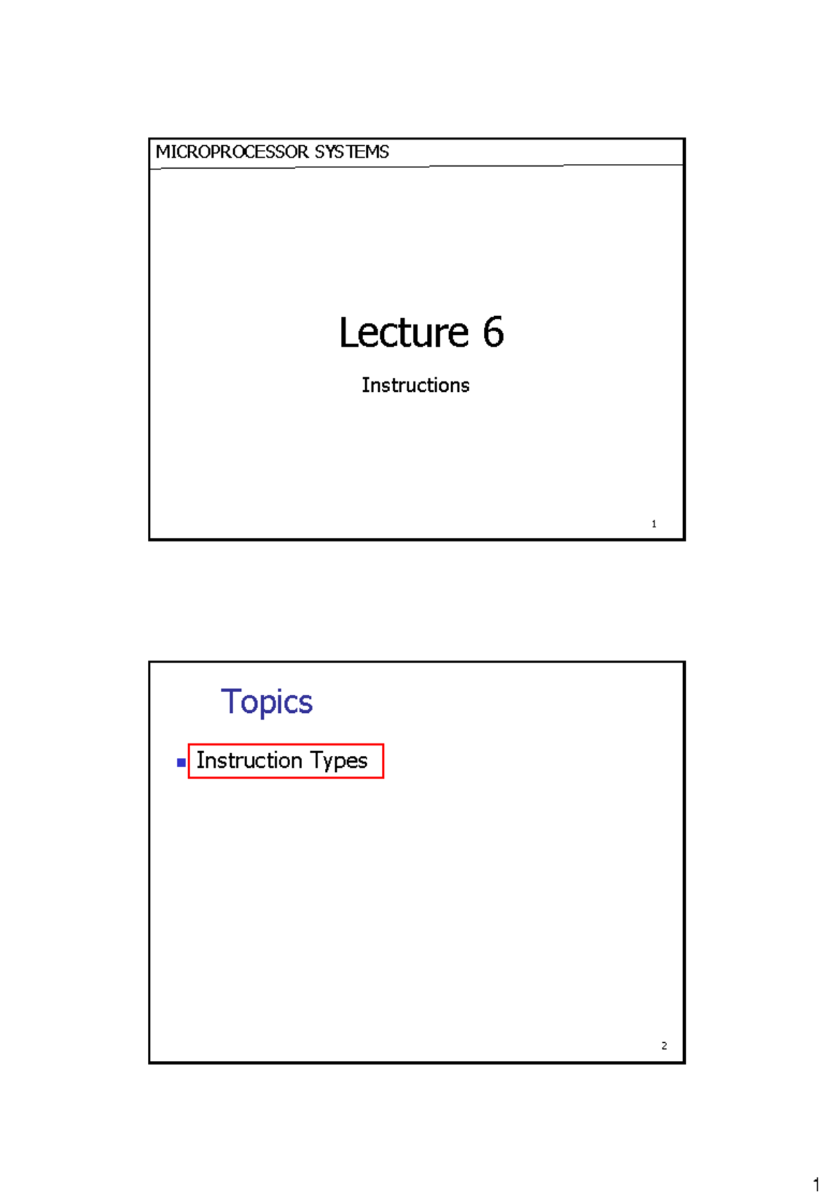 6 Instructions - Lecture 6 1 MICROPROCESSOR SYSTEMS Instructions 2 ...