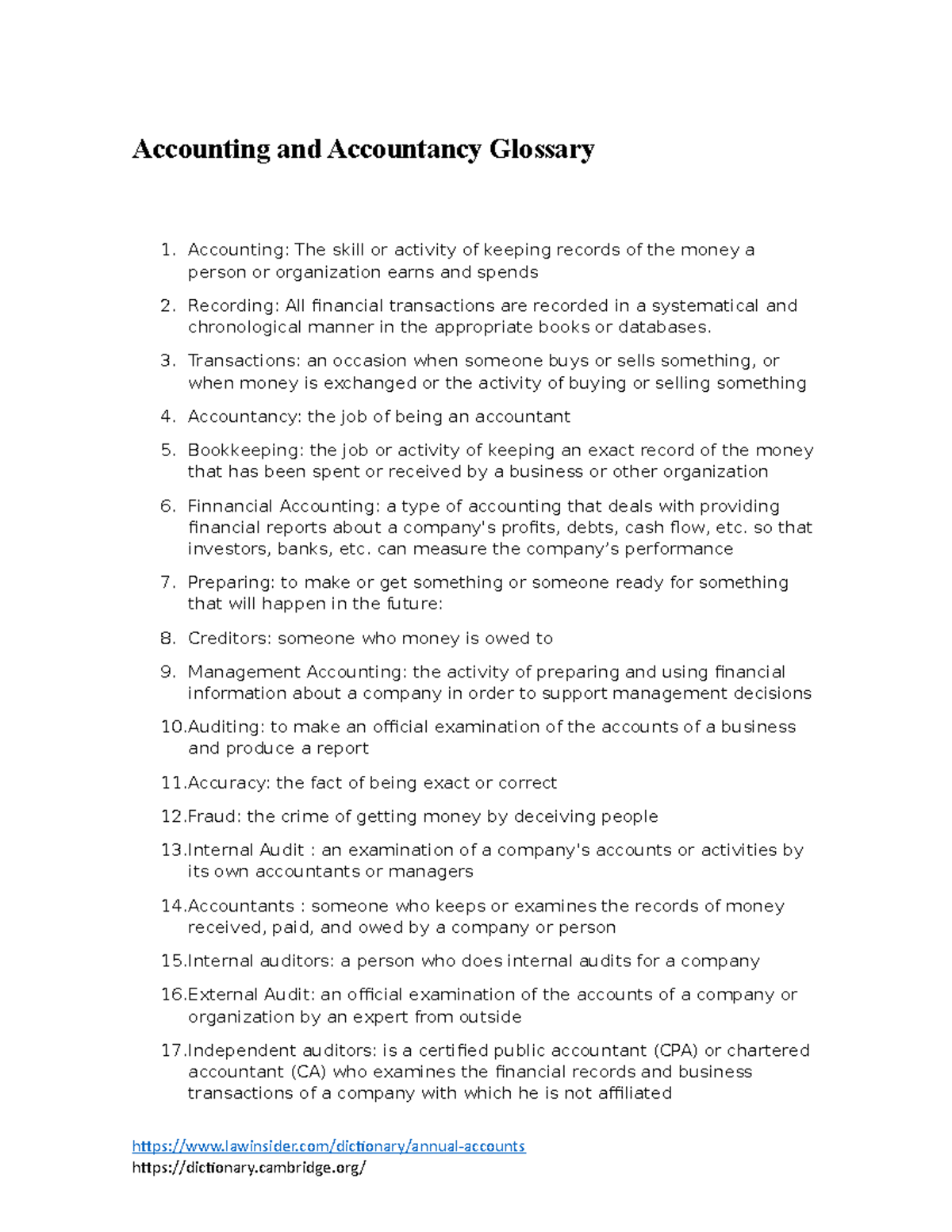Accounting and Accountancy Glossary - Accounting and Accountancy ...