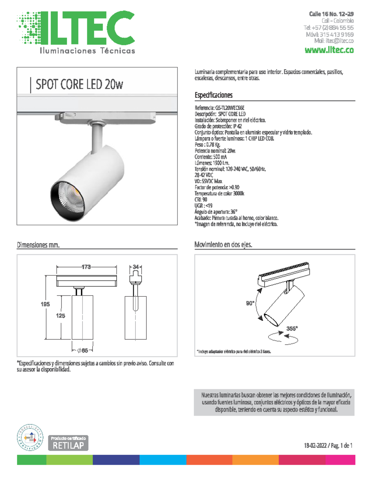 30090 SPOT CORE LED 20W Blanco 3000K 1900lm - Instalaciones Electricas ...