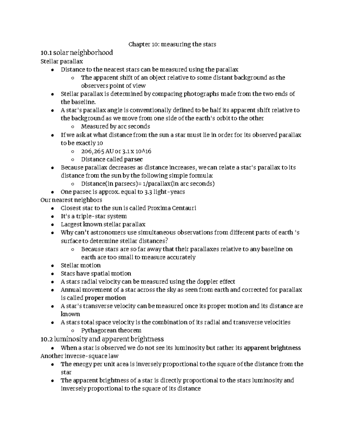 Chapter 10 measuring the stars - Chapter 10: measuring the stars 10 ...