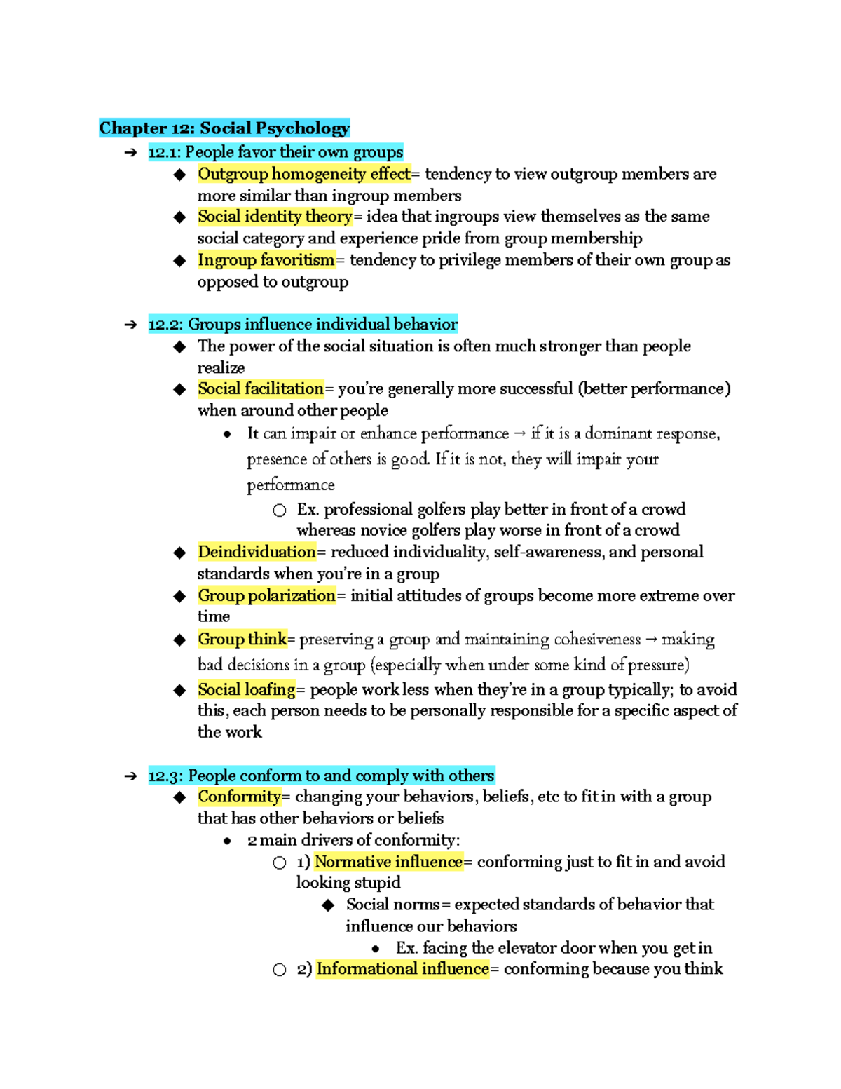 PSYC 0001 Chapter 12 - Gherman - Chapter 12: Social Psychology 12 ...