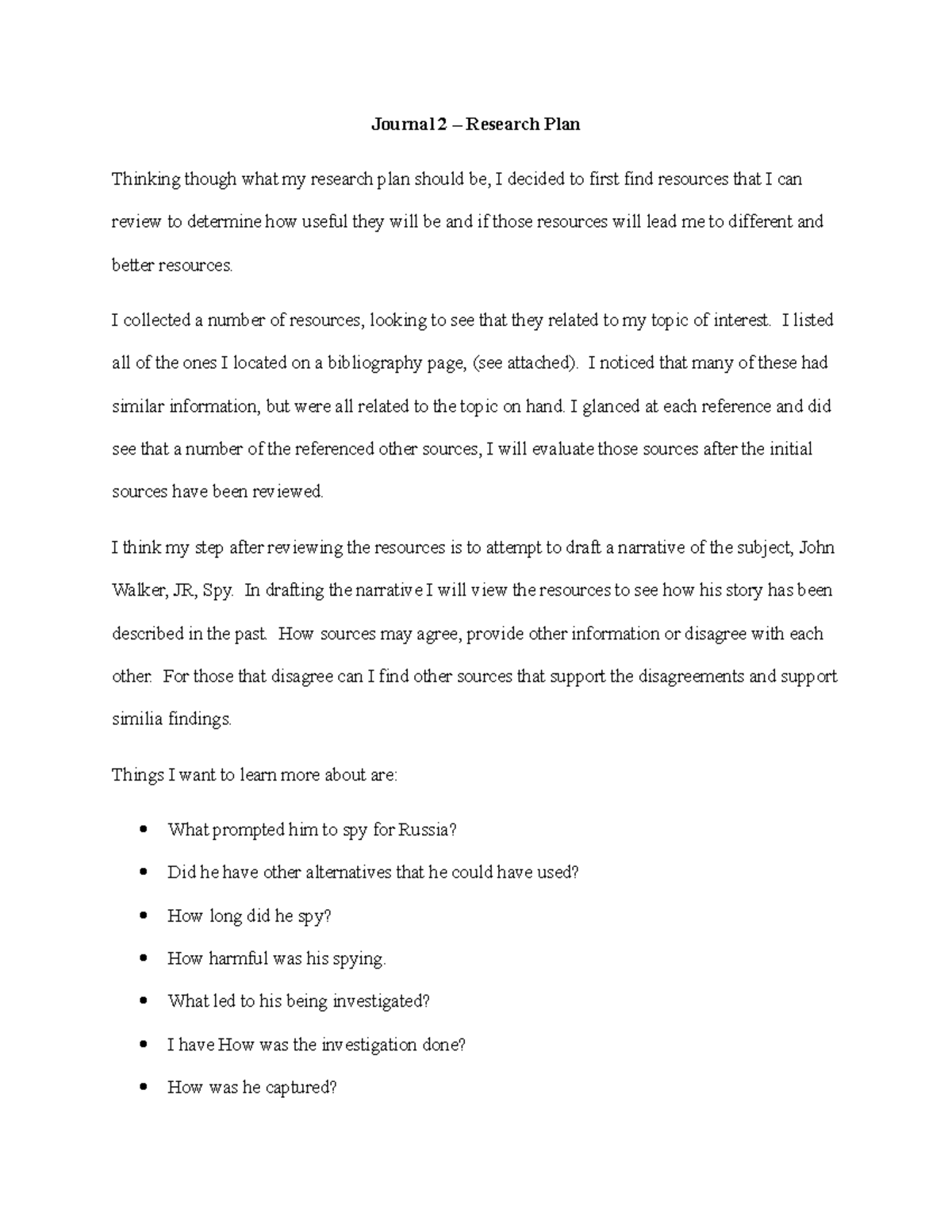 Journal 2 - In the previous module, you worked with your instructor to ...