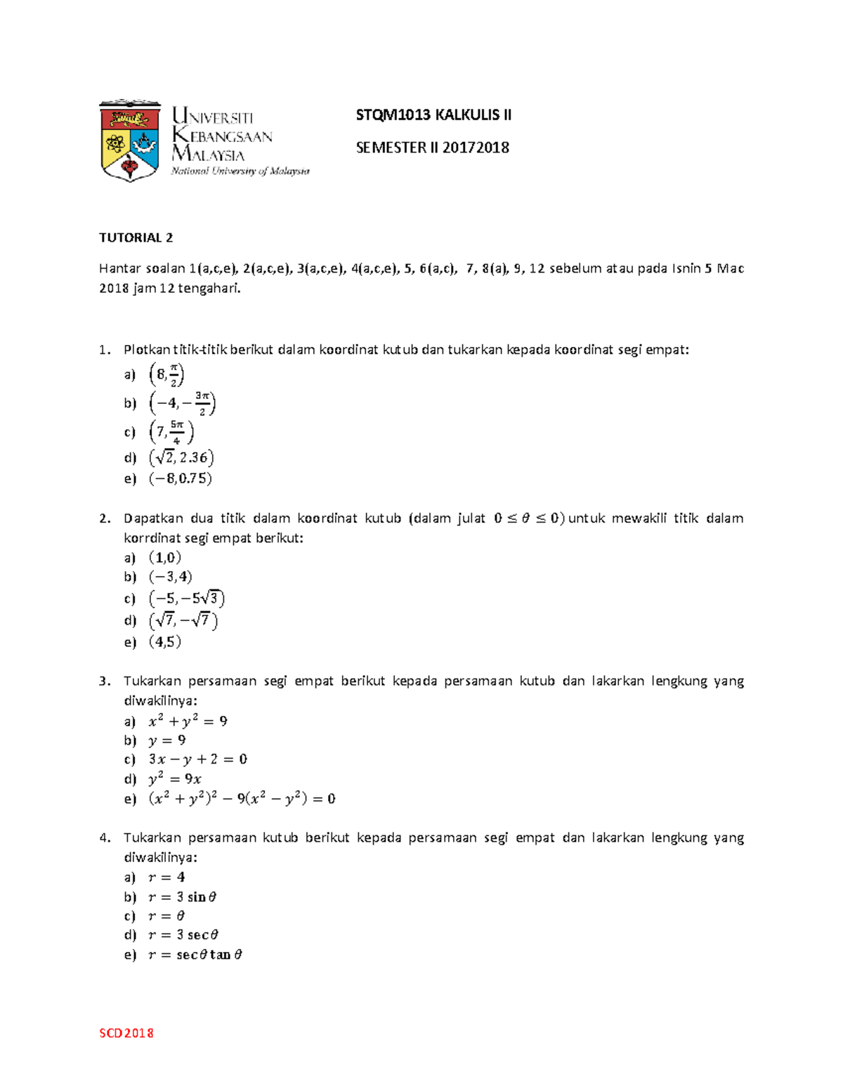 Tutorial 2 - Dr. Syahida Che Dzul-Kifli - STQM1013 KALKULIS II SEMESTER ...