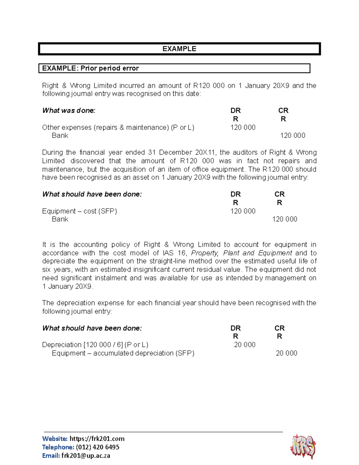 IAS 8 Handout Examples And Questions Of IAS 8 EXAMPLE EXAMPLE