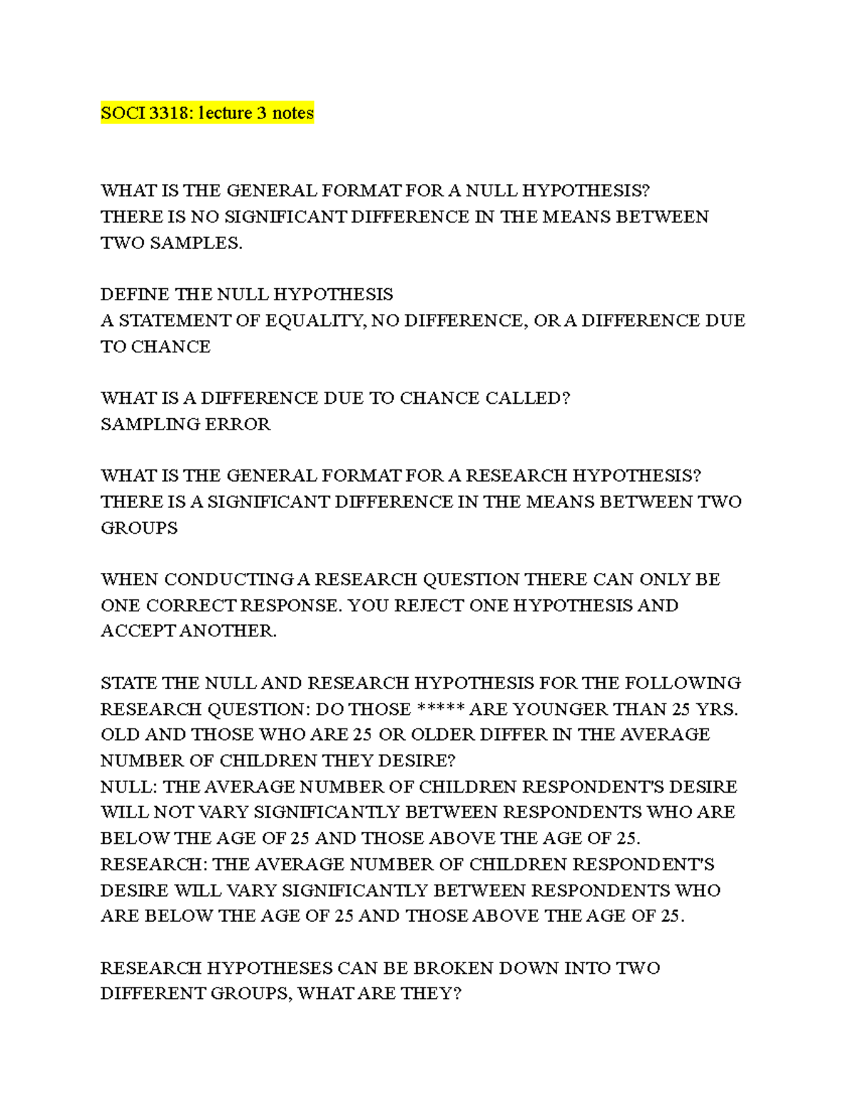 SOCI 3318 lecture 3 notes - SOCI 3318: lecture 3 notes WHAT IS THE ...