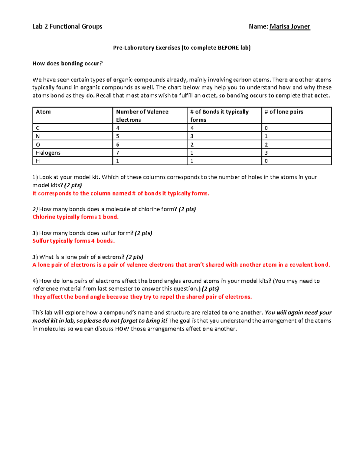 Lab 2 Prelab Functional Groups Spring 2022 - Lab 2 Functional Groups ...
