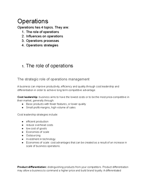 Business studies summary - Business Studies 2022 notes Strategic roles ...