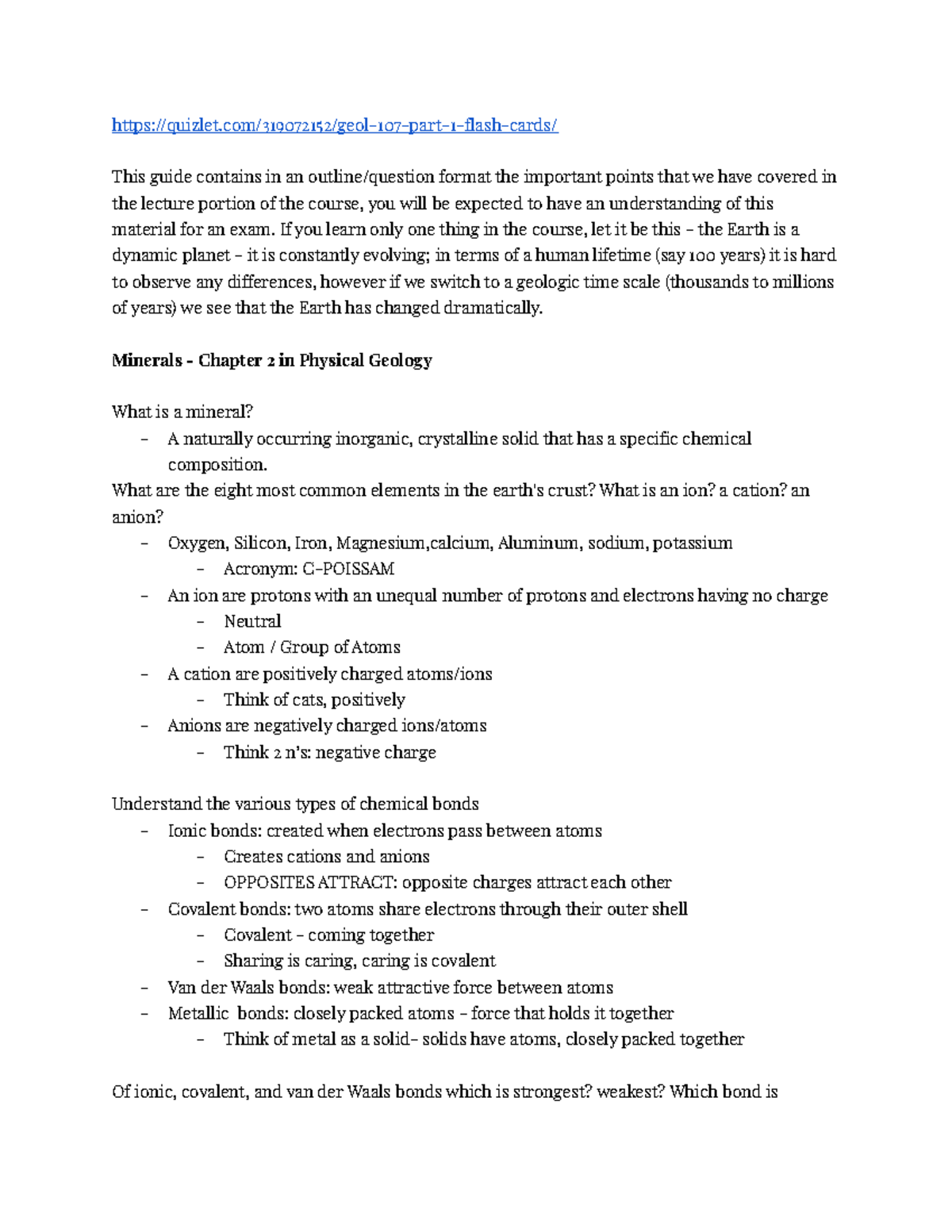 Geology 107 study guide chapter 2 onwards. O'neal - quizlet/319072152/geol-107-part-1-flash ...