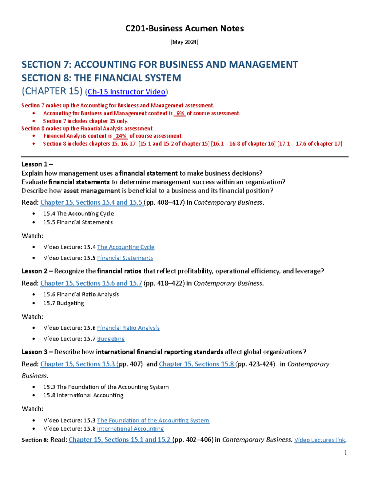 08-10_C201 Business-Acumen Section-7-8 Chapter-15 - C201-Business ...