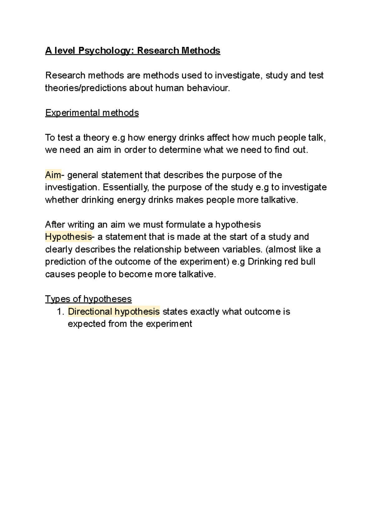 Research methods - introduction - A level Psychology: Research Methods ...