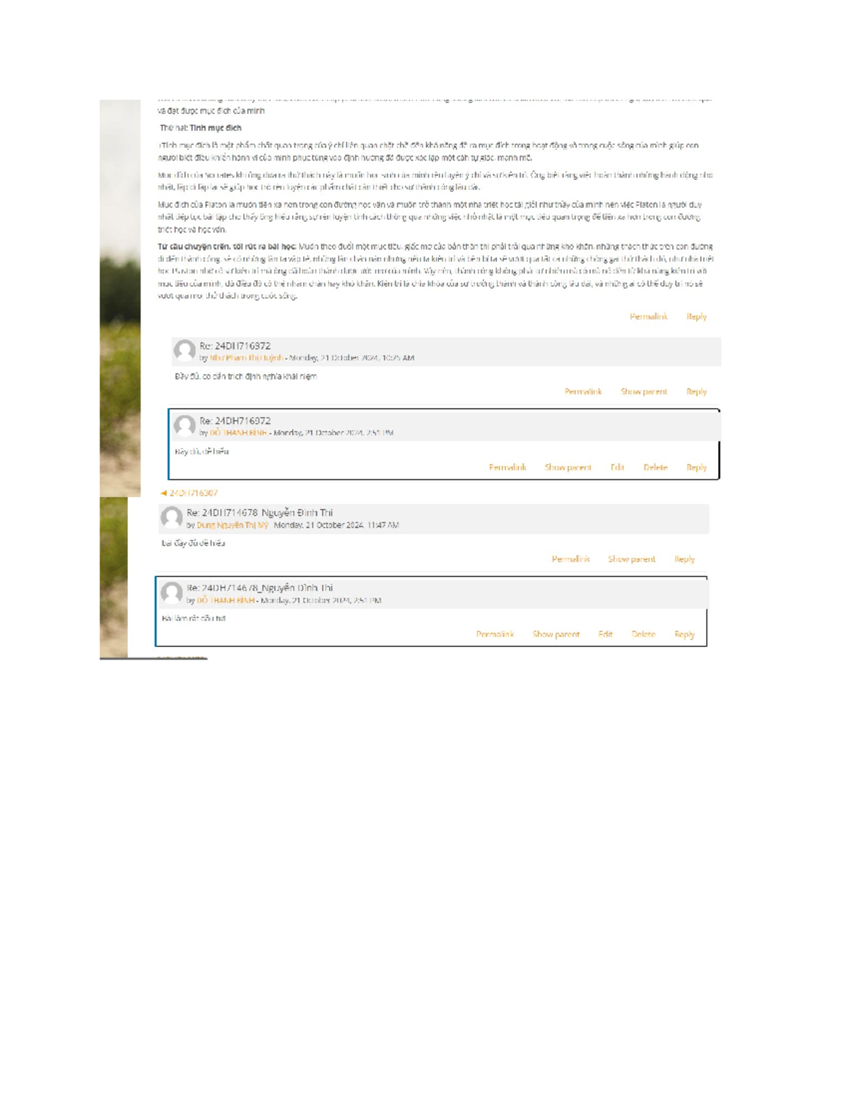 Reply 3 bài - nothing - và dat duoc muc dich cúa minh Thu hai: Tinh muc ...