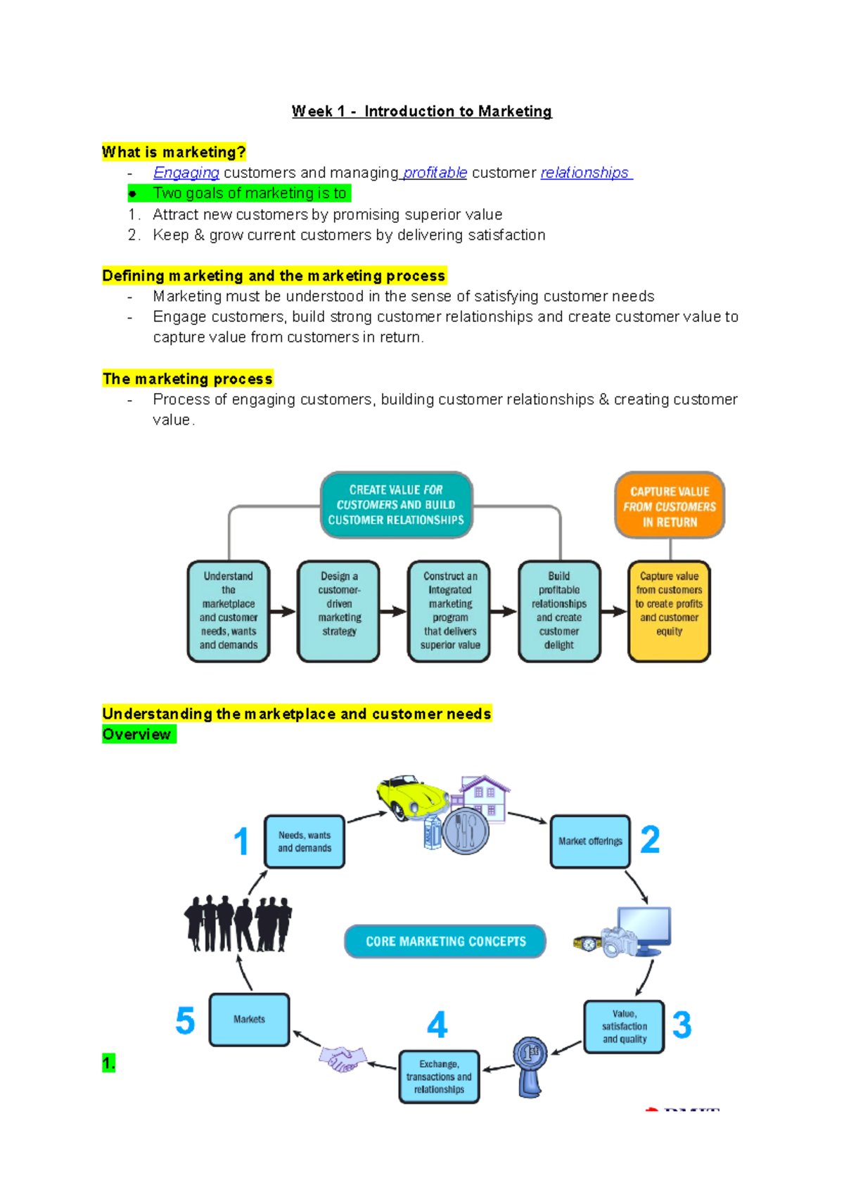 Lecture 1 Marketing Creating and capturing customer value- Tony Trinh - Week 1 Introduction to ...