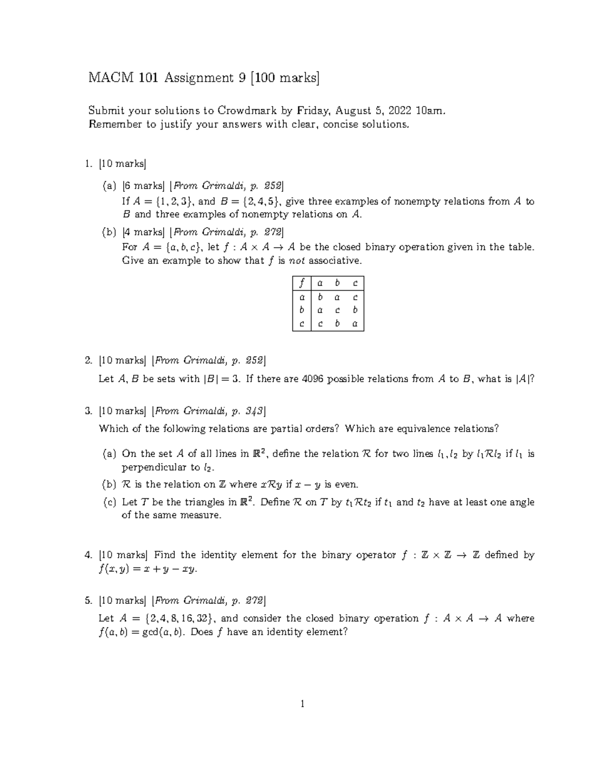 A9 - This will help you with your relation topics no matter what class you are in. - MACM 101 ...