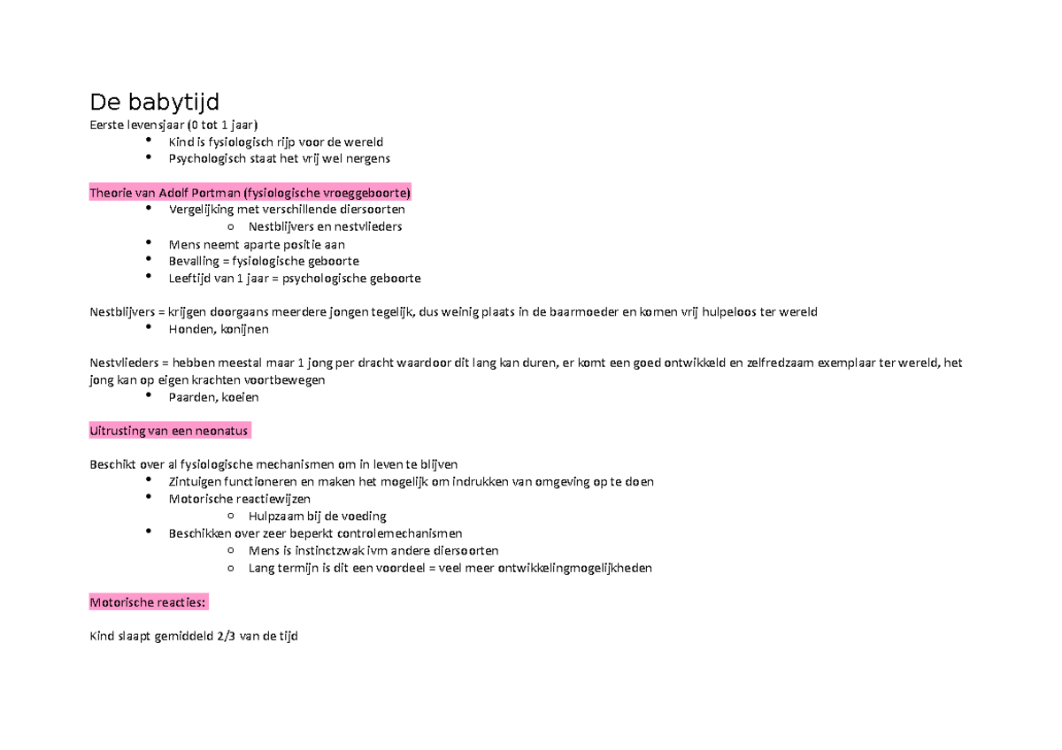 de babytijd levensloop - De babytijd Eerste levensjaar (0 tot 1 jaar ...