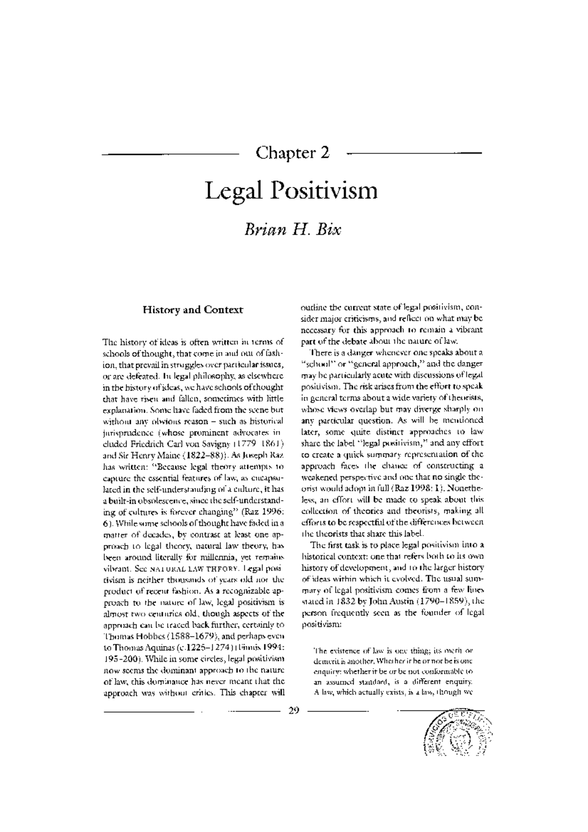Complementary materials Lesson 1 Legal Positivism - Chapter 2 Legal ...