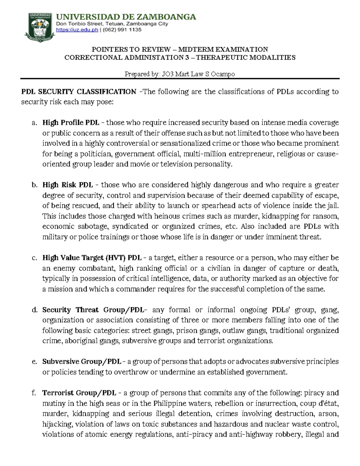 2024 PRE- Final Pointers TO Review FOR CA 3 - TM - POINTERS TO REVIEW – MIDTERM EXAMINATION ...