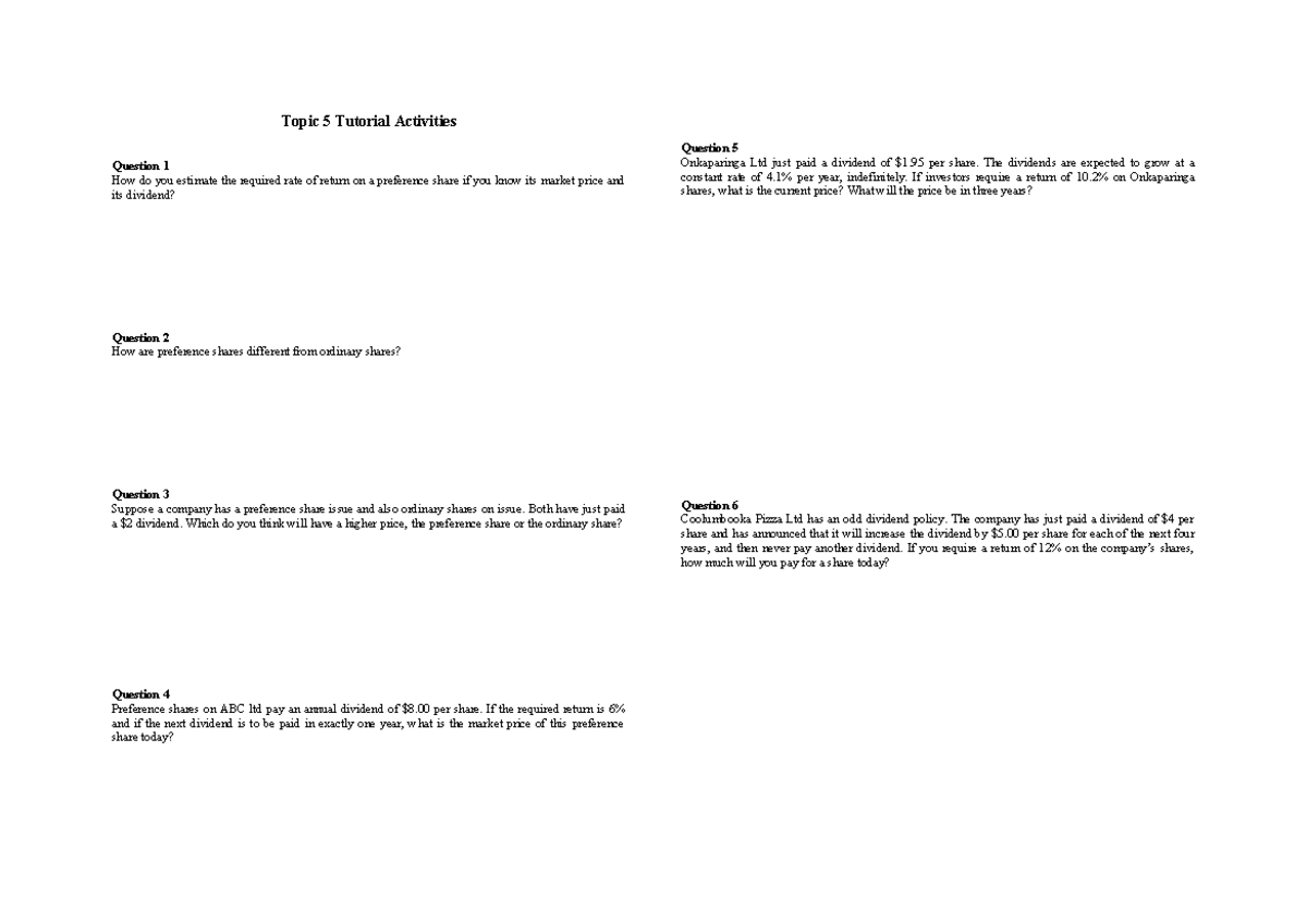 Topic 5 - Topic 5 Tutorial Activities Question 1 How do you estimate ...