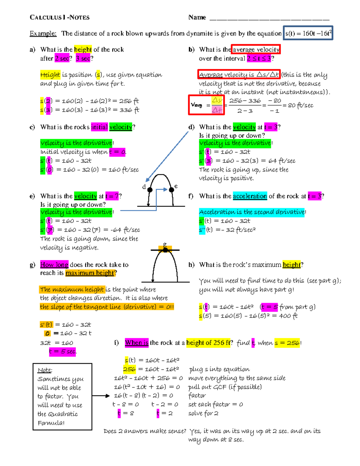 Calc 3 3 notes NEW - useful applications for derivatives - 80 ft/sec 1 ...