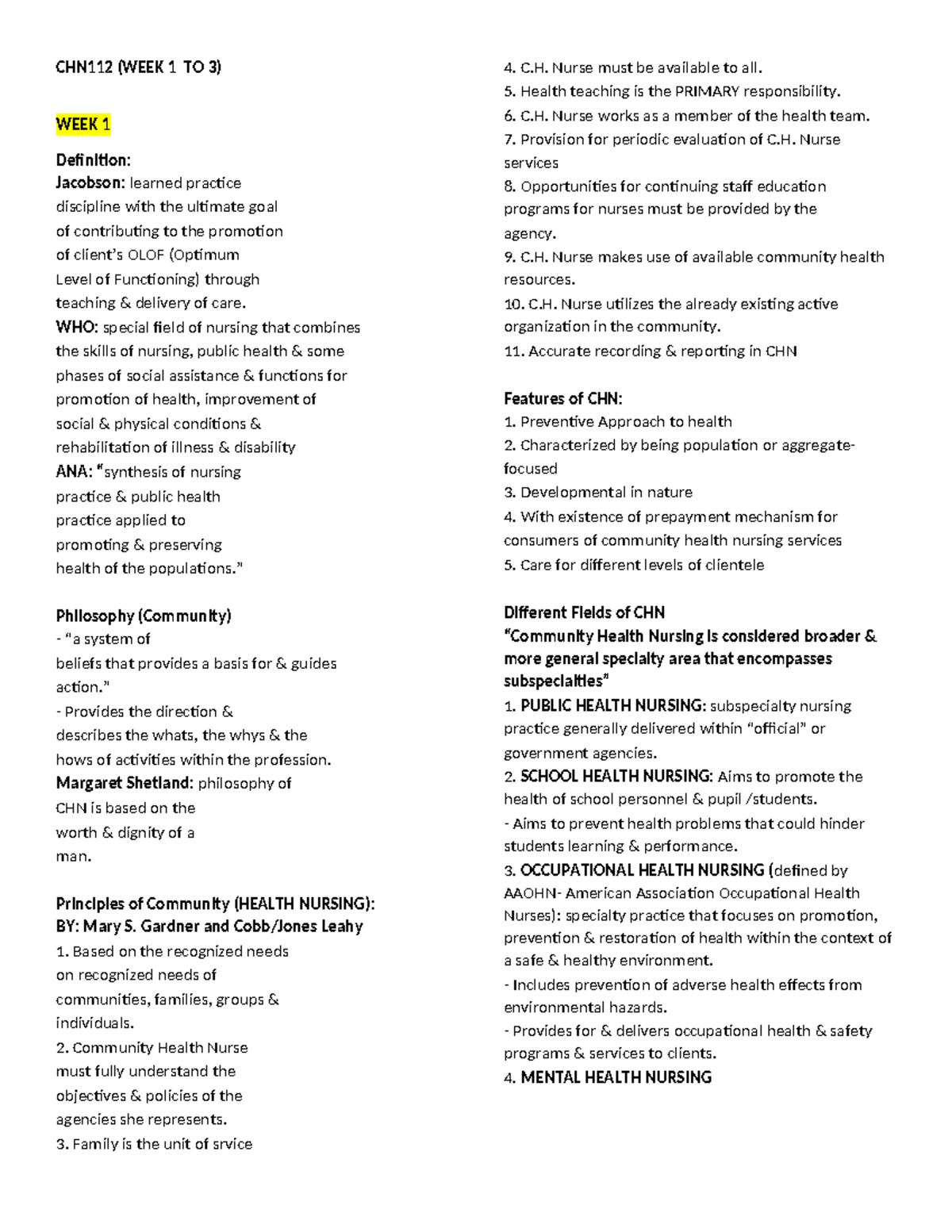 CHN112ywk1-3 - CHN PRELIM - CHN112 (WEEK 1 TO 3) WEEK 1 Definition ...
