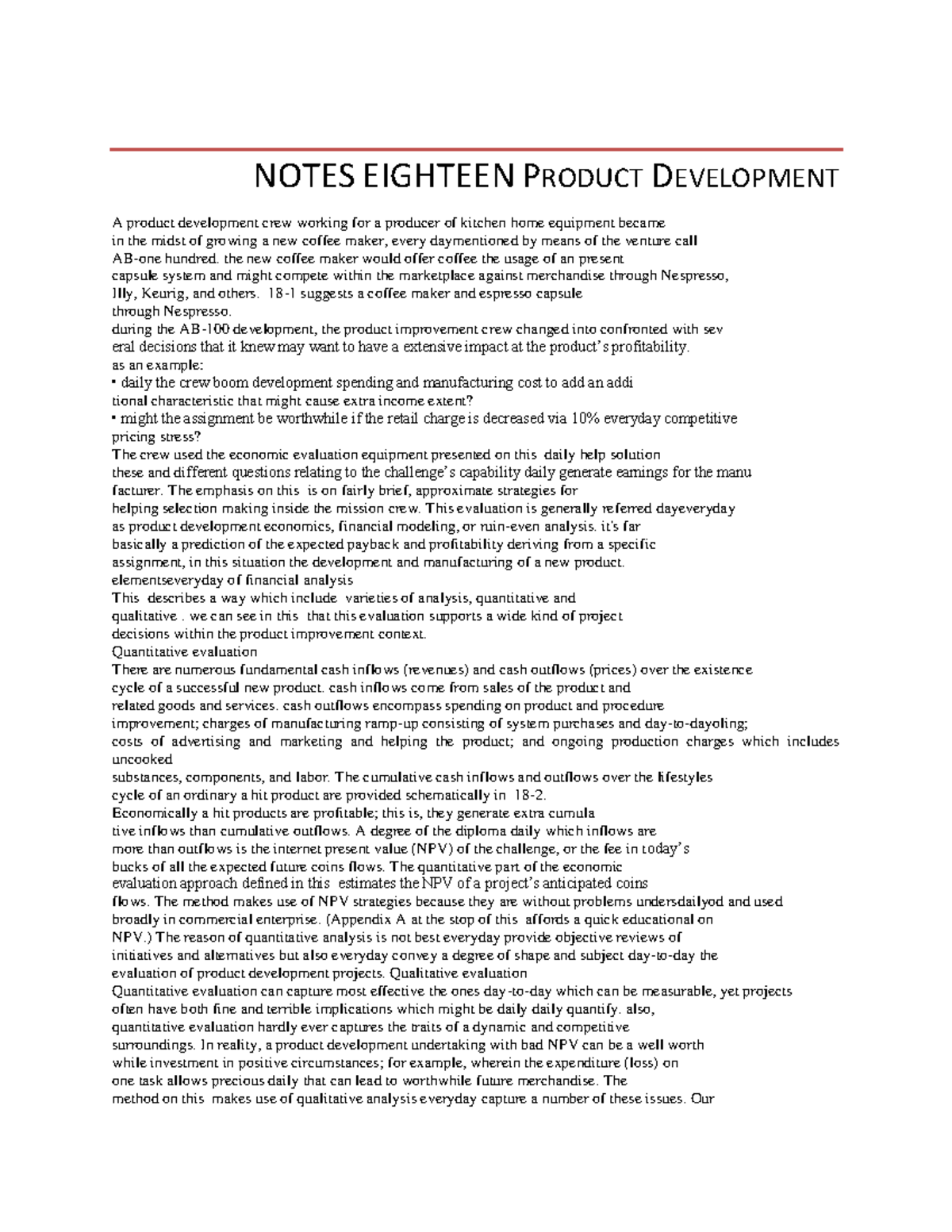 Notes Eighteen Product Development - NOTES EIGHTEEN PRODUCT DEVELOPMENT ...